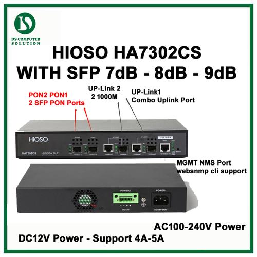 Jual HIOSO EPON OLT HA7302CS 2 Port with DC Power - With 2 SFP 8dB ...