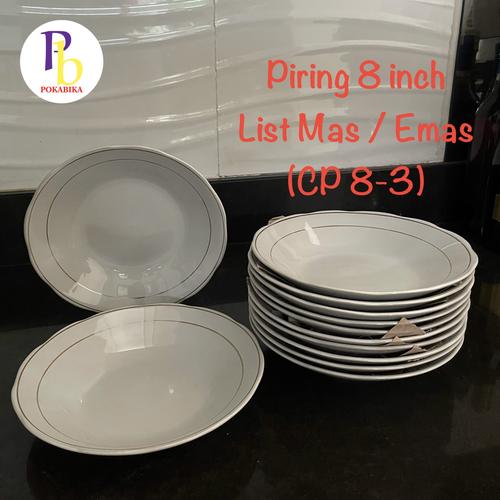 Jual Piring Makan Keramik List Mas (Emas) 8" inch LILIA / CP 8-3 - Kota ...