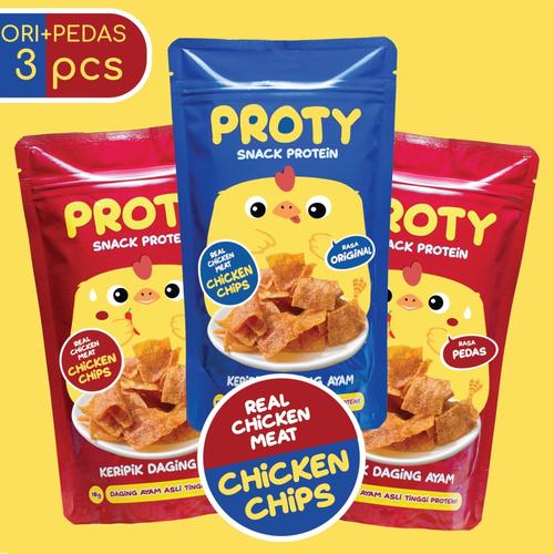Jual Proty Snack Cemilan Sehat Tinggi Protein Chicken Chips - Pedas ...