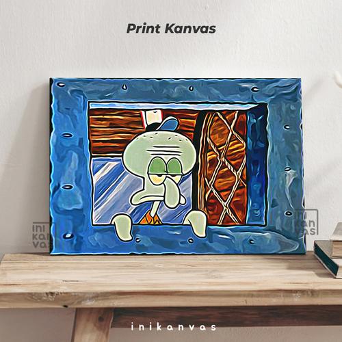 Jual Poster Print Kanvas- Squidward Window Krusty Krab Wall Decor ...