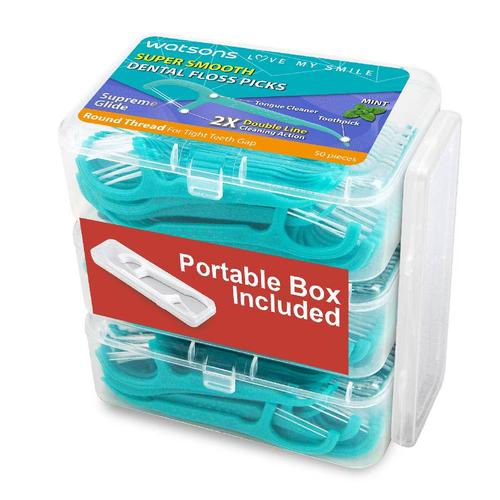 Jual WATSONS Super Smooth Single / Double Line Dental Floss Picks ...