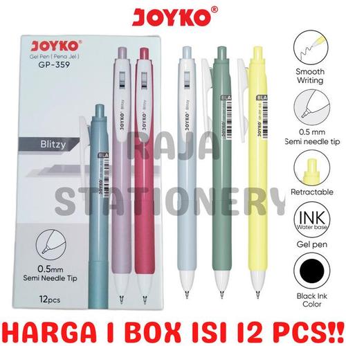 Jual Joyko Gel Pen 0.5 Black Pen Hitam Pulpen Jel Joyko Gp-359 [12Pcs ...