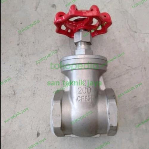 Jual Gate valve stainless SS 316 Drat 1" inch / CF8M 200 PSI - Jakarta ...