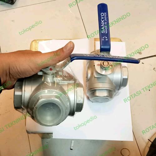 Jual Ball valve 3 Way Sankyo SS316 Drat 1/2" inch / DN15 - Jakarta ...