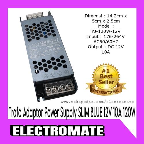 Jual Trafo Adaptor Power Supply SLIM BLUE 12V 10A / MURNI GARANSI 1 ...