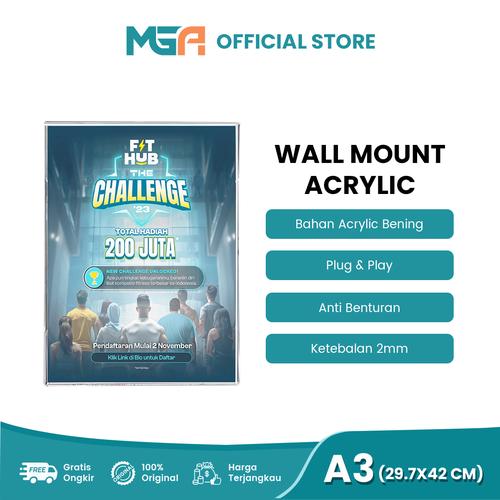 Jual TEMPAT BROSUR TEMPEL / AKRILIK DINDING / SIGN HOLDER ACRYLIC A3 ...