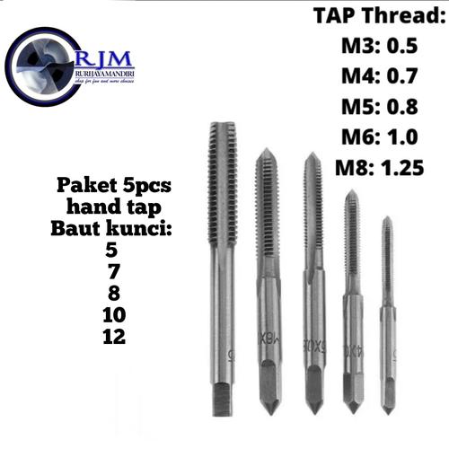 Jual paket hand tap baut 5 7 8 10 12 m3 m4 m5 m6 m8 bukan yamawa bor ...