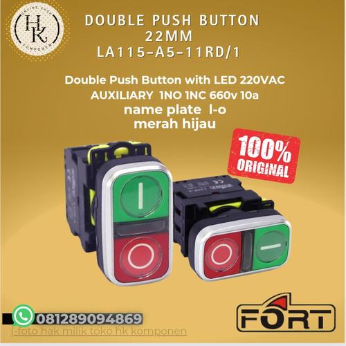 Jual Double push button lamp Led 220vac LA115-A5-11RD/1 FORT 22MM ...