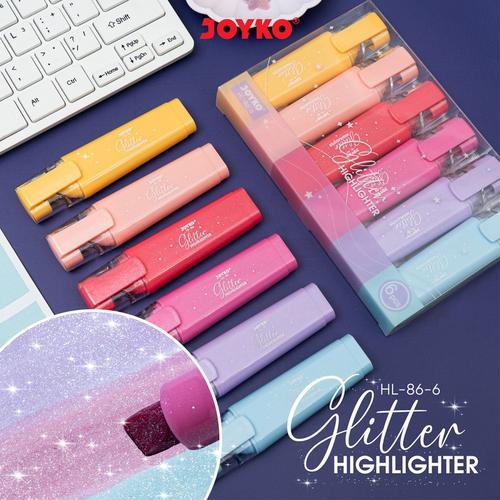 Jual Highlighter GLITTER JOYKO HL86-6WARNA/Penanda Catatan/Highliter ...