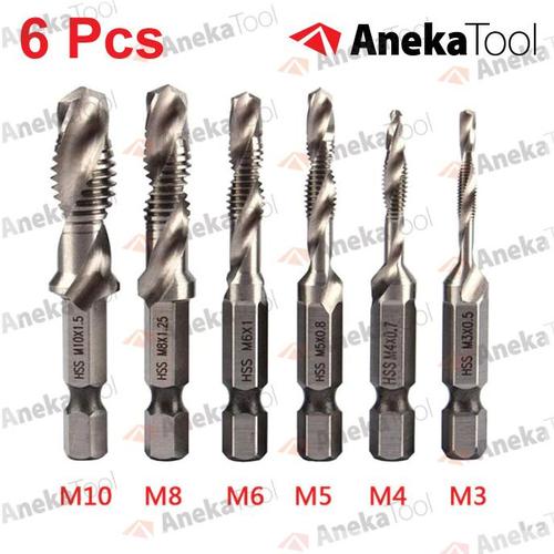 Jual SALE AT MATA BOR PEMBUAT ULIR DRAT 6PCS DRILL TAP SET M3-M10 HEX ...
