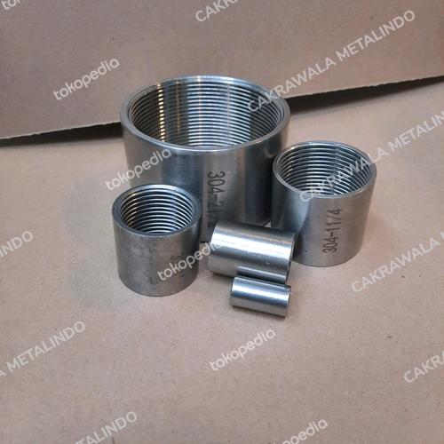 Jual Pipa Socket 1/2 inch Stainless SS304 / Sambungan pipa SS304 1/2 ...