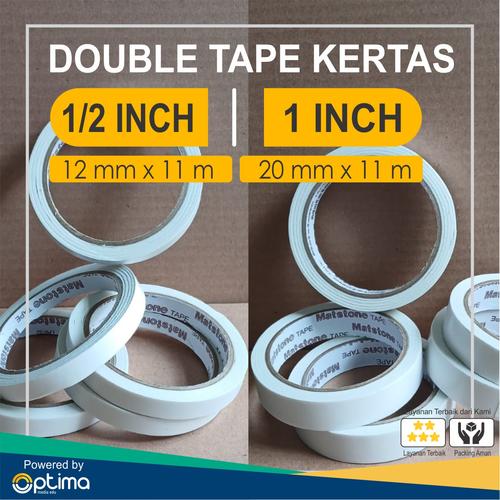 Jual Double Tape Kertas 1/2 Inch dan 1 Inch (12 mm dan 20 mm) x 11 m ...