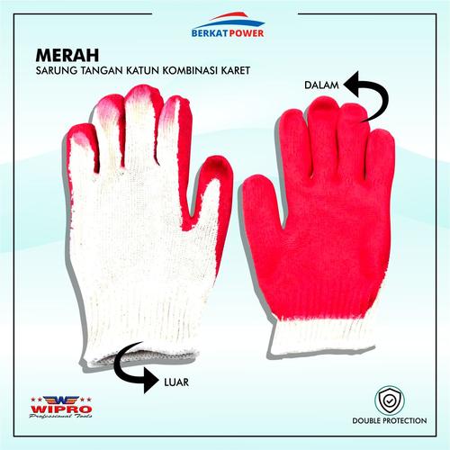 Jual Sarung Tangan Latex Safety Katun Kombinasi Wipro Merah | Orange ...
