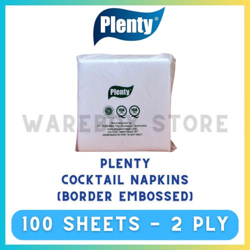Jual Tissue Plenty Cocktail Napkins White (Border Embossed) Isi 100 ...