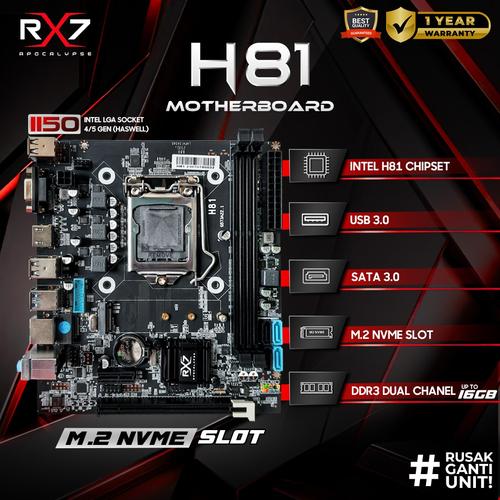 Jual Motherboard RX7 H81 LGA 1150 DDR3 Mainboard H81 SUPPORT NVME - Kota Tangerang - INDOLEGEND ...