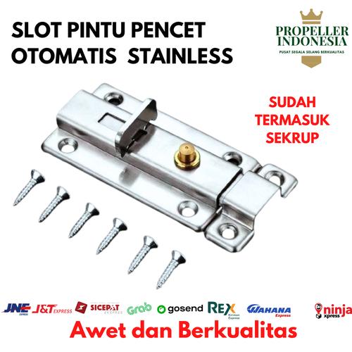 Jual Slot Pintu Pencet Otomatis Stainless Grendel Kunci Pintu - 4 INCH ...