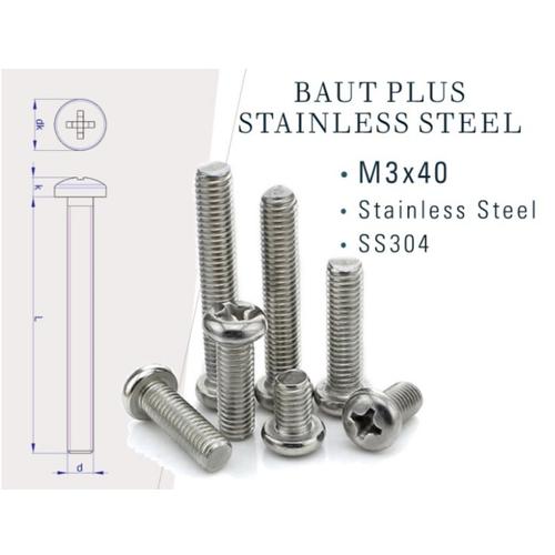 Jual Baut JP M3x40 Pan Head Bolt Baut Plus Stainless steel 304 SS304 ...