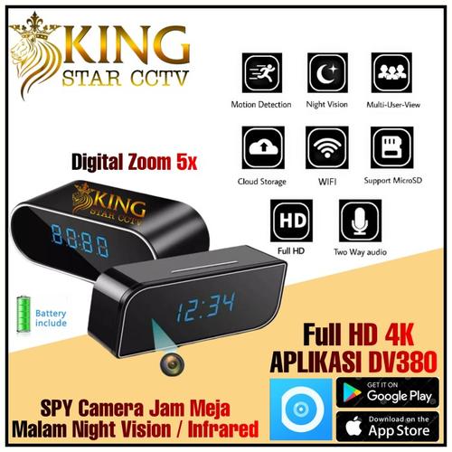 Jual Kamera Jam Meja Wifi Hidden Camera Clock Ori Night Vision FULL HD ...