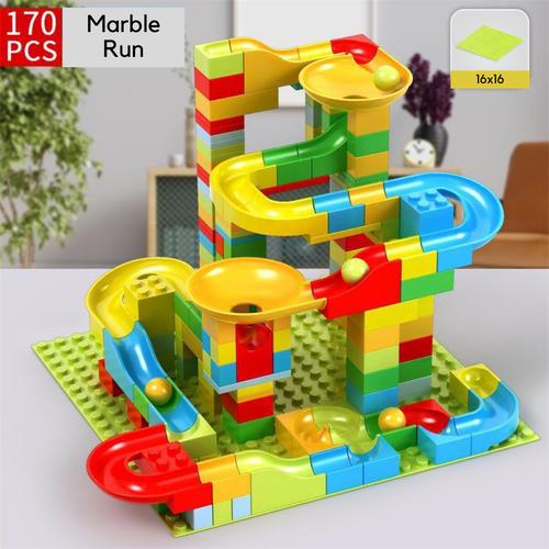 Promo Mainan edukasi anak balok susun puzzle marble run building block ...