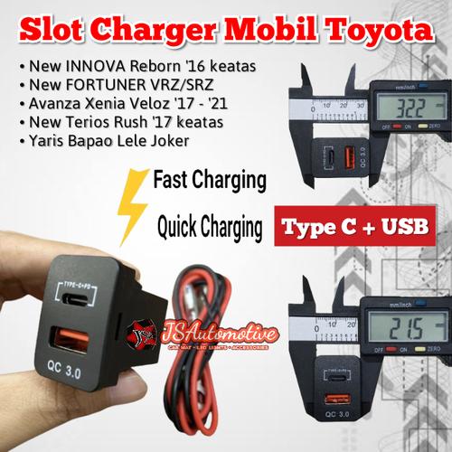 Jual Charger Type C + USB QC3.0 Fast Charging Cas Casan HP di Mobil ...