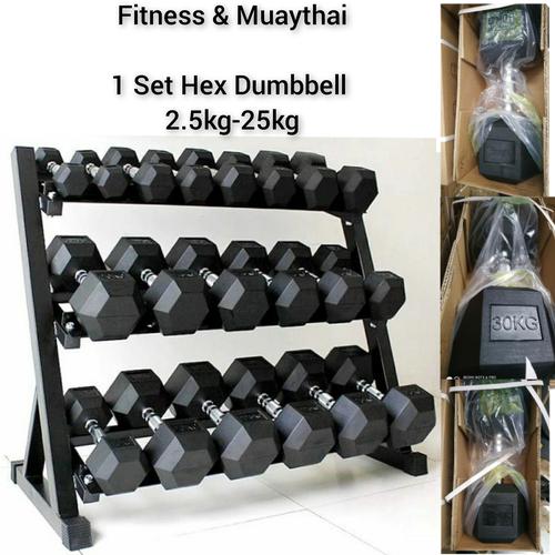 Jual Hexagonal Dumbbell Set,Hex Dumbbell, Dumbell Set,Barbel,Dumbbell,Hex - Set 2.5kg-25kg ...