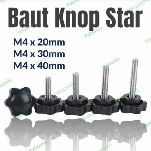 Jual baut knop m4 x 20 30 40 baut knop star - M4X40 - Jakarta Barat ...