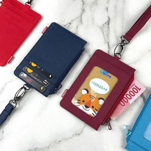 Promo ID card holder hanging wallet name tag kartu lanyard zipper polos ...