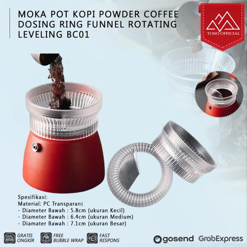 Promo Moka Pot Kopi Powder Coffee Dosing Ring Funnel Rotating Leveling ...
