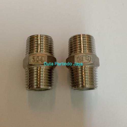 Jual Double Nepel 1/2"(inch) Stainless SS304/Double niple stainless ...