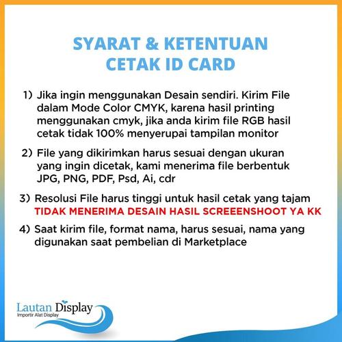 Jual Cetak Id Card 2 Sisi/1 Sisi Id Card Custom Cetak Id Card Satuan ...