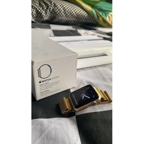 Jual Apple watch gold stainless pin sport series 1 complete dus dan ...