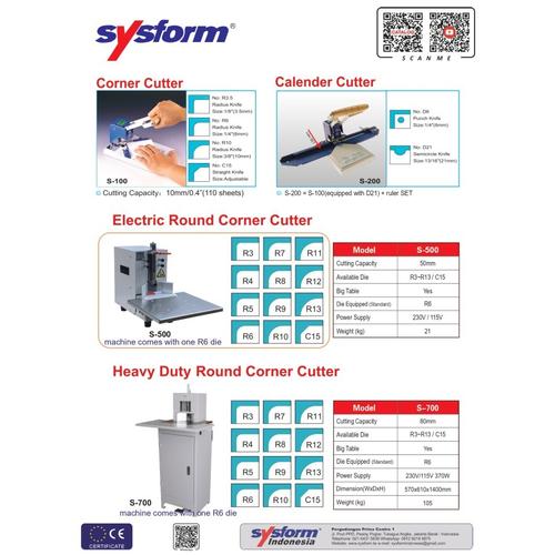 Jual Mesin Potong Sudut Kertas S200 - Sysform Taiwan - Jakarta Barat - Sysform Indonesia | Tokopedia