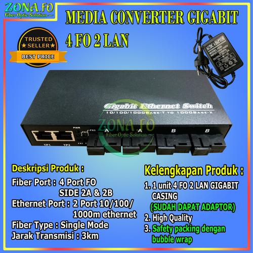 Jual Media Converter Gigabit 4 Port FO 2 Port LAN Switch Fiber Optic 4 SC - Kota Tangerang ...