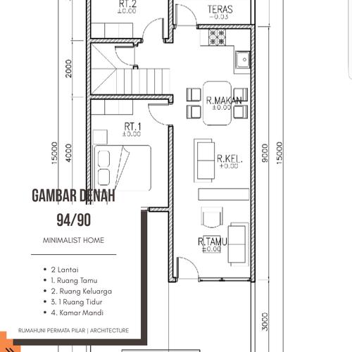 Jual Desain Denah Type 94/90, Rumah Minimalis Scadinavian 2 Lantai ...