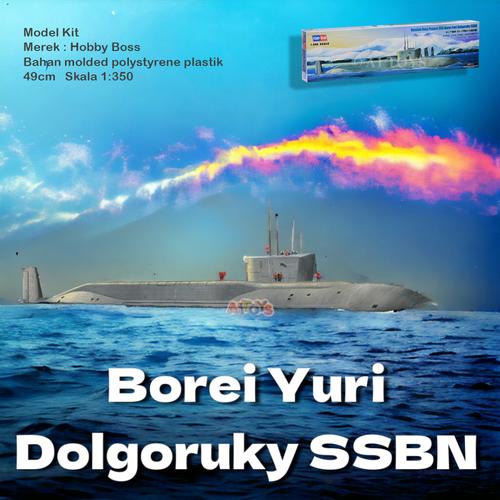 Promo Model Kit kapal selam Borei Yuri Dolgoruky SSBN Hobby Boss 49 cm ...