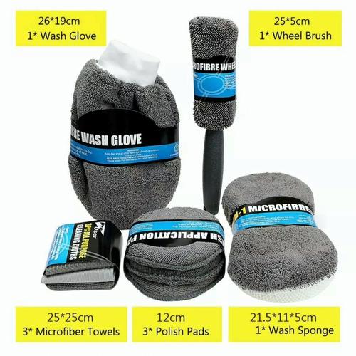 Jual Set Car Wash 9 PCS Microfiber Kit Kain Lap Peralatan Cuci Mobil ...