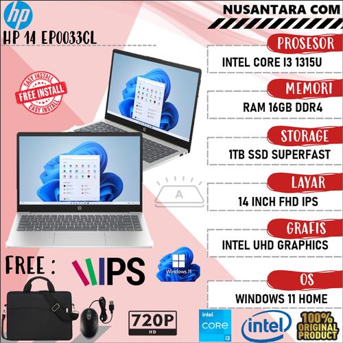 Jual Laptop Murah HP 14 Intel i3 1315U RAM 16GB 1TB SSD FHD Backlight ...