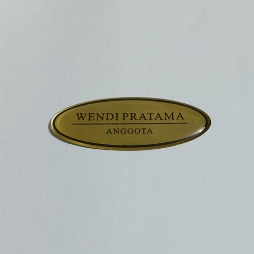 Jual Nama Dada Name Tag Kuningan Oval Kecil Magnet Custom - No ...