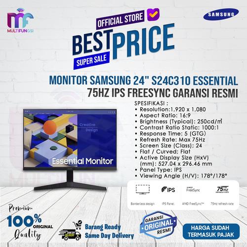 Promo Monitor Samsung 24" S24C310 Essential 75Hz IPS FreeSync Garansi ...