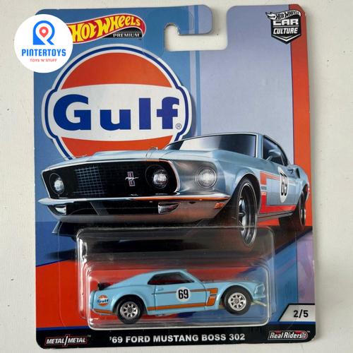Jual Diecast Mobil '69 Ford Mustang Boss 302 Gulf Hot Wheels Premium ...
