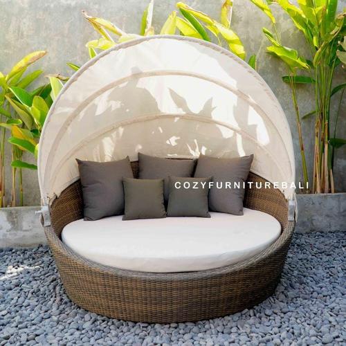 Jual ROUND RATTAN DAYBED CANOPY OUTDOOR POOL - SOFA BED TAMU ROTAN BULAT - WITHOUT CANOPY ...