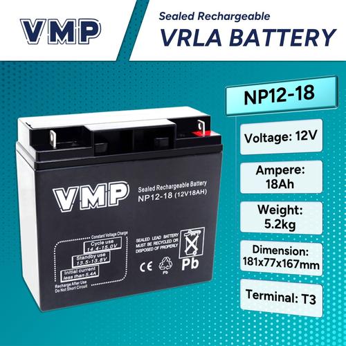 Jual Baterai VRLA VMP 12V 18Ah NP12-18 | Aki Kering MF UPS Solar Panel ...