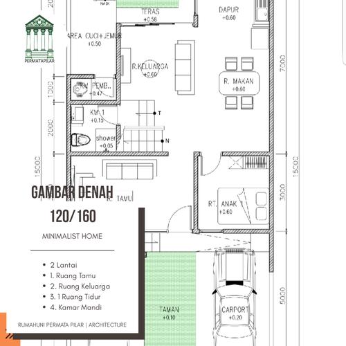Jual Desain Denah Type 120/160, Rumah Minimalis Modern 2 Lantai. - Kota ...