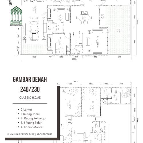 Jual Desain Denah Type 240/230, Rumah American Classic 2 Lantai - Kota ...