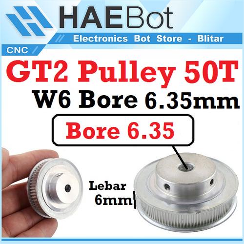 Jual [HAEBOT] GT2 Pulley Timing CNC 50T W6 Bore 6.35mm Puley 3D MXL ...