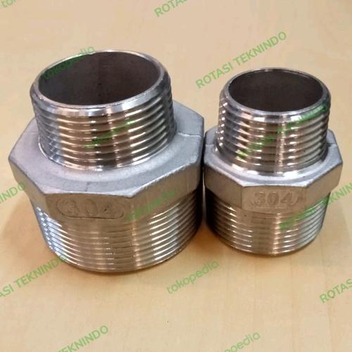 Jual Hex Nepel / Double Nepel Reducer Stainless SS304 Drat 3/4" x 1/2"inch - Jakarta Barat ...