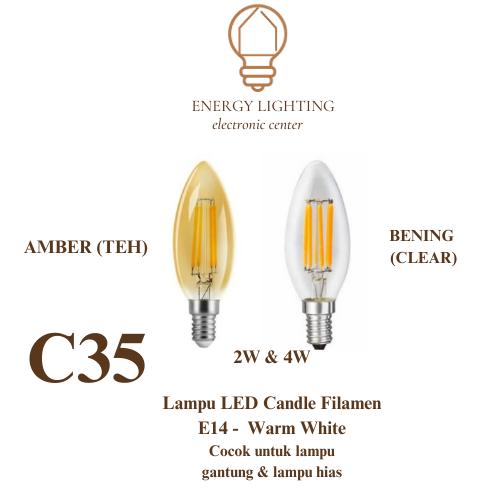 Jual Lampu Candle LED filamen e14 2W 4W - 2W Warm White - Kota Surabaya ...