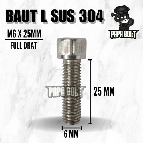 Jual Baut L Stainless SS 304 Hex Socket Head Cap Screw M6X25 / 6X25 - Kota Surabaya - PAPABOLT ...