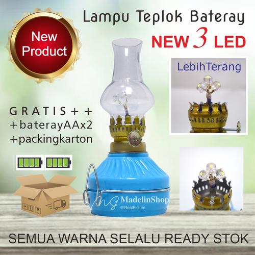 Jual NEW Lampu Teplok LED 3 Retro Plastik Gratis Bateray AA Jadul ...