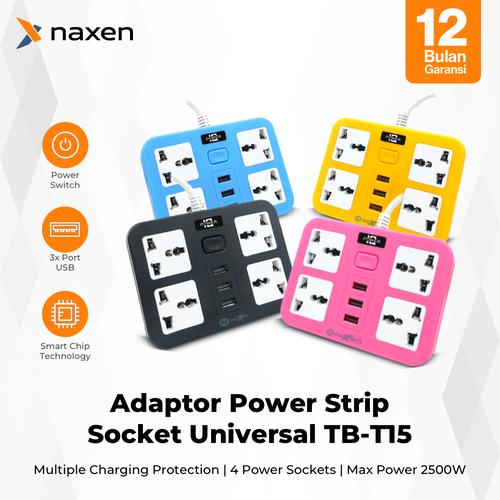Jual Power Strip Socket 4 Colokan Stop Kontak 3 USB 2.1A Naxen TB-T15 2500W - Hitam - Jakarta ...